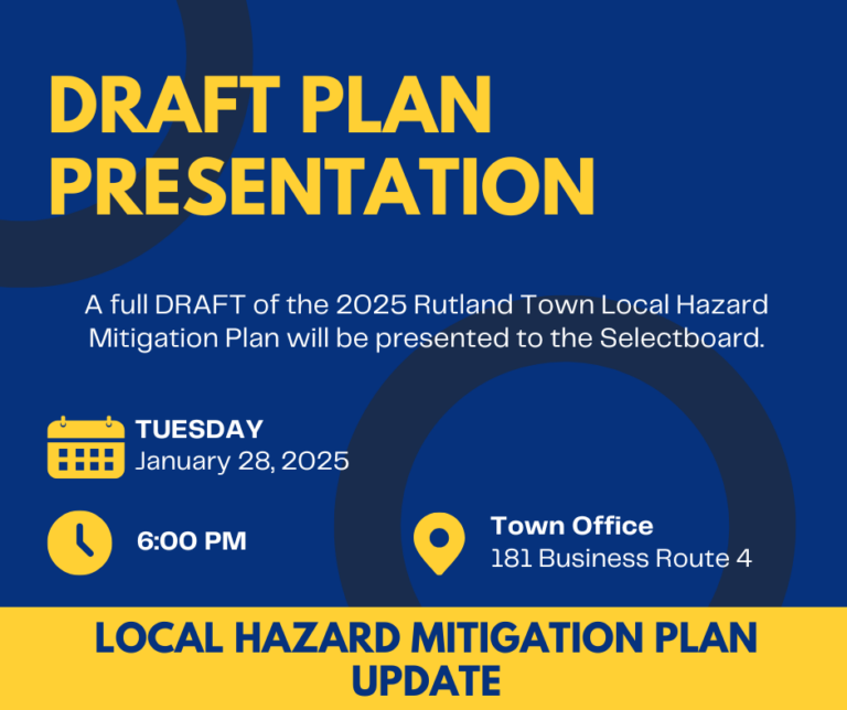 (TUESDAY January 28, 2025): Rutland Town Local Hazard Mitigation Plan ...
