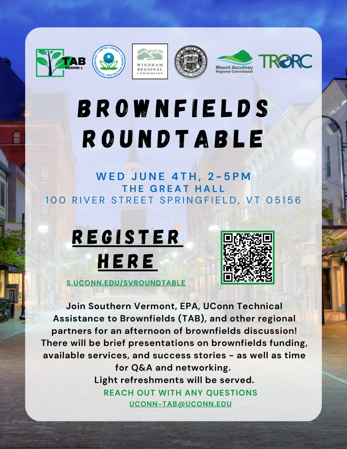 (Wednesday, June 4, 2025) Southern Vermont Brownfields Roundtable Discussion and Q&A ~ Pre ...