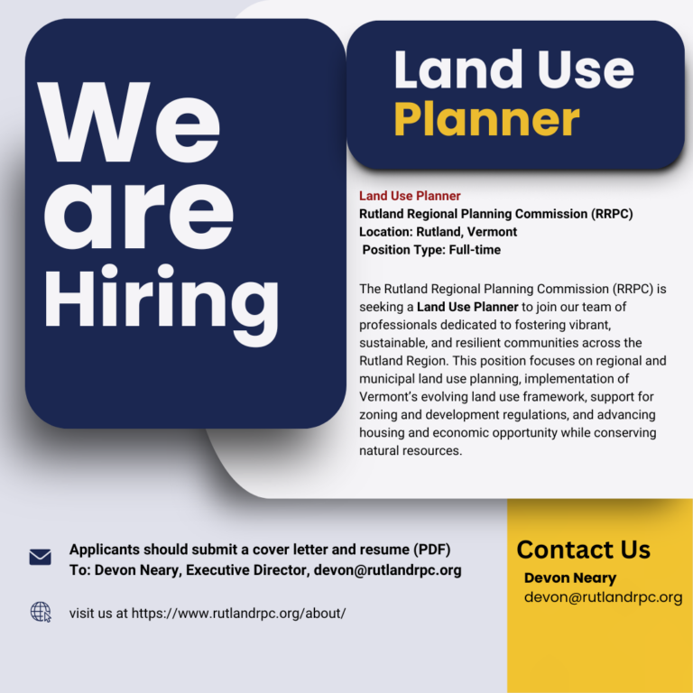 Join our team, we are Hiring! (LAND USE PLANNER) | Rutland Regional ...